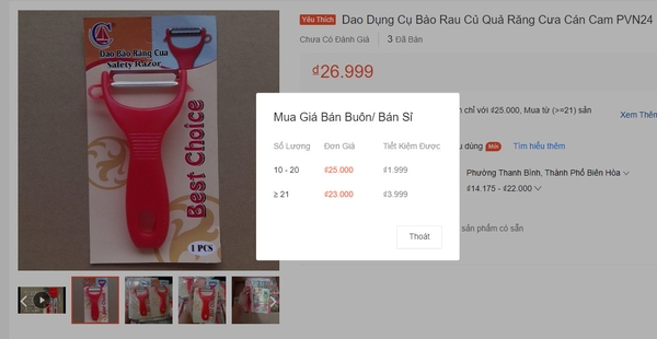 Dao Dụng Cụ Bào Rau Củ Quả Răng Cưa Cán Cam PVN24 | Biên Hòa, Đồng Nai