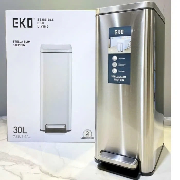 Thùng rác chống bám vân tay EKO Stella Slim Step EK9380MT-30L Made in EU | Phương mart