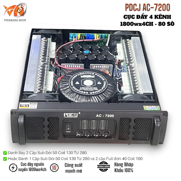 Cục đẩy công suất 4 kênh PDCJ AC-7200, 80 sò 1800wx4CH, 45kg chính hãng, chơi full 40 đôi |sub ...