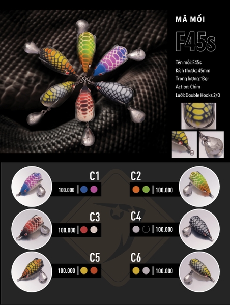Nhái hơi TNT F45s (45mm-13g-Chìm) | Đồ câu Cường KL