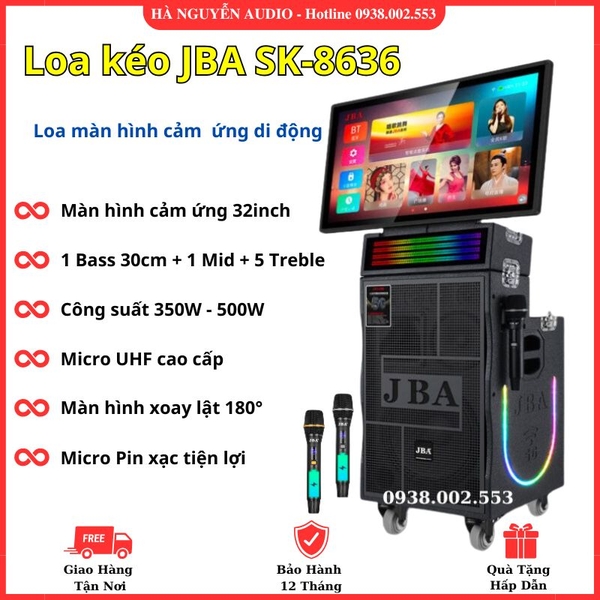 Loa kéo có màn hình cảm ứng JBA SK-8636 | Loa kéo, loa karaoke, loa karaoke di động