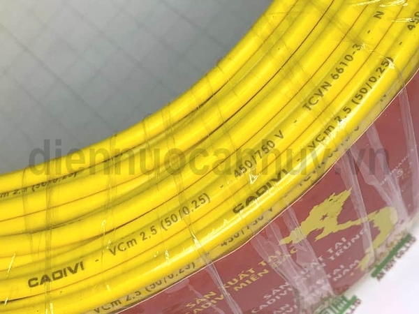 Dây điện đơn mềm Cadivi VCm 1x2.5 (1x50/0.25) vàng | Điện, Nước, Kim Khí, Điện Lạnh, phụ kiện gỗ