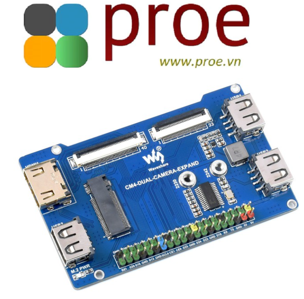 Binocular Camera Base Board Designed for Raspberry Pi Compute Module 4, Optional Interface ...