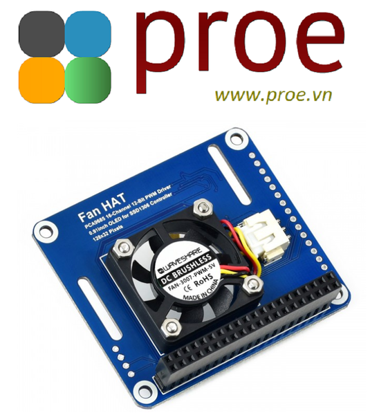 Fan HAT PWM Controlled Fan HAT for Raspberry Pi, I2C, Temperature Monitor | Điện tử ProE