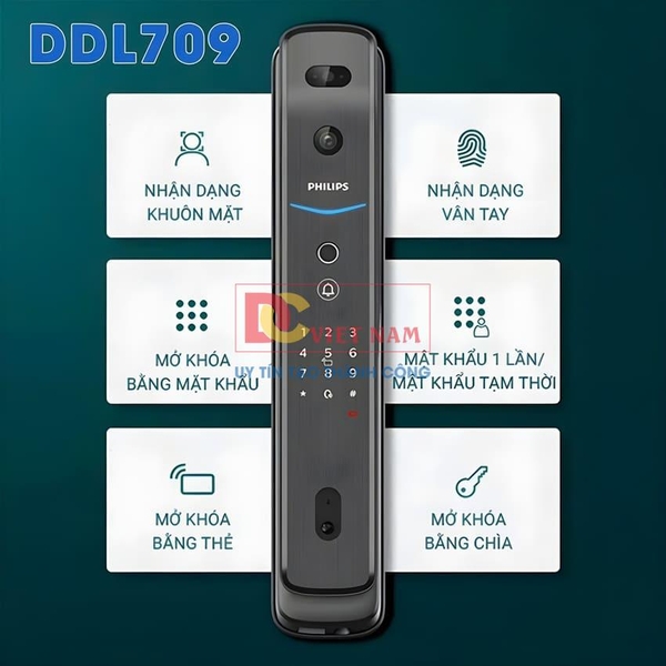 Bộ khóa cửa thông minh khuôn mặt 3D Face, vân tay, thẻ từ, mật khẩu và chìa cơ. Thương hiệu Hà ...