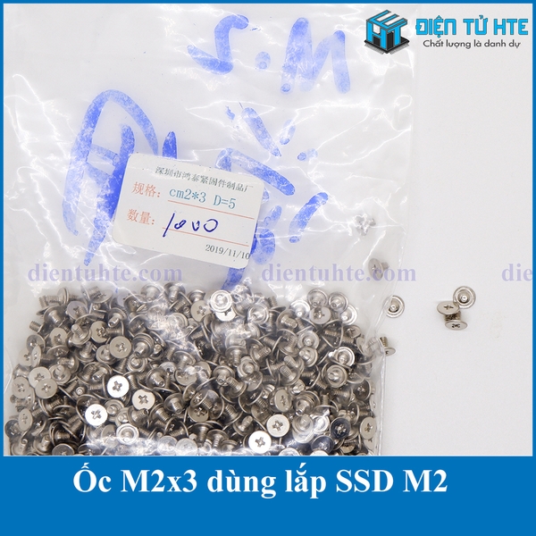 Ốc tròn M2x3 D5mm dùng vặn Card SSD M2, RAM Inox 304 | Điện Tử HTE