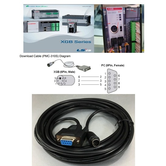 Cáp Điều Khiển PLC LS Electric XGB Series Programming Cable PMC-310S PC to PLC RS232C 6 Pin Mini ...