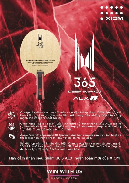 Xiom 36.5 ALXi cốt vợt bóng bàn bảo hành chính hãng Bongban24h.com