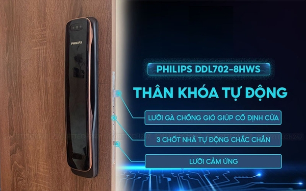 Khóa cửa vân tay Philips DDL702-8HWS | Thế Giới Khoá Thông Minh