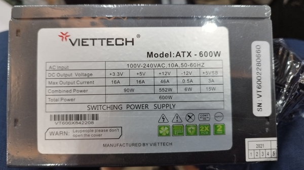 PSU - Nguồn máy tính Viettech ATX - 600W (Công suất thực 250W)