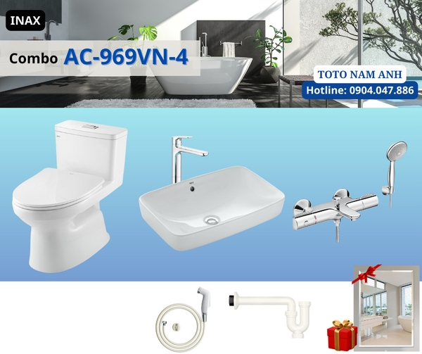 Combo thiết bị vệ sinh INAX S200 AC-602VN-5 - Thiết kế phù hợp với không gian phòng tắm TOTO NAM ANH