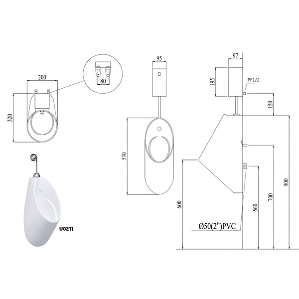 Bệ Tiểu Nam CAESAR U0211 Treo Tường TOTO NAM ANH