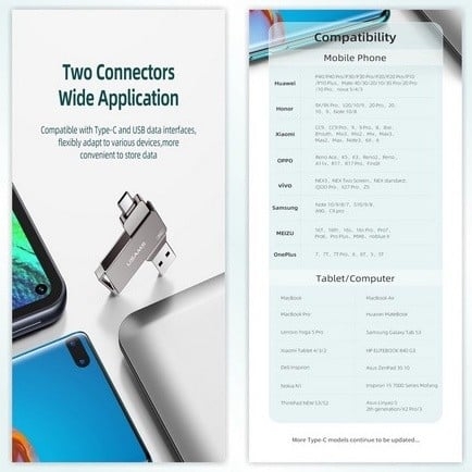 USB Lưu Trữ Di Động Tốc Độ Cao USB+TypeC USAMS ZB199 32GB - chube.vn