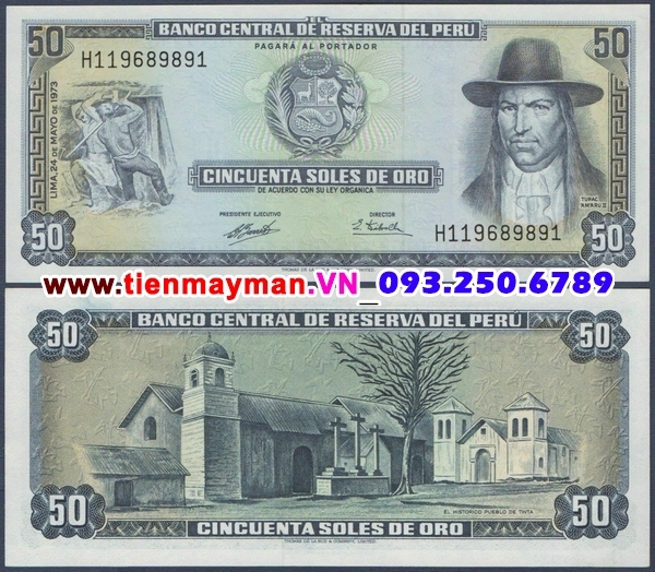 Tiền giấy Peru 50 soles 1977 UNC Tiền Lì Xì Tết , Vật Phẩm Phong Thủy , Sưu Tầm Tiền Việt Nam Xưa