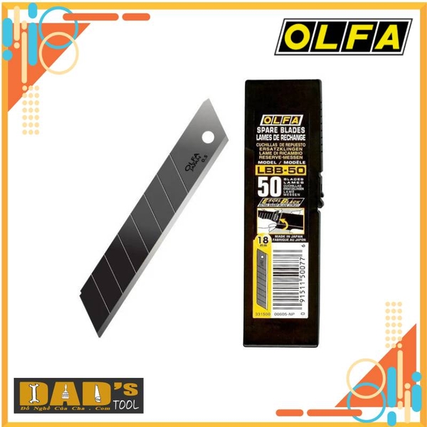 LƯỠI DAO RỌC GIẤY 18x100mm ĐEN OLFA LBB-10B/LBB-50 | Đồ Nghề Của Cha