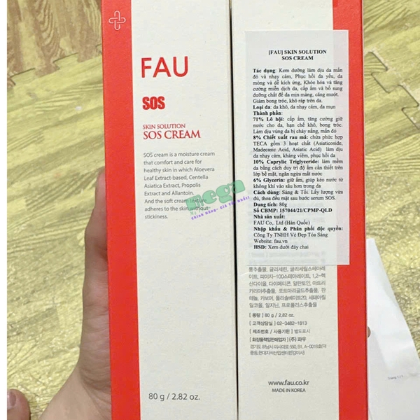 FAU Skin Solution SOS Cream - Kem Dưỡng Hỗ Trợ Làm Dịu Da 80g | Mỹ Phẩm Mega