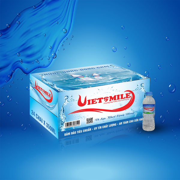 Thùng nước Vietsmile 24 chai 350ml | Nước tinh khiết Vietsmile water