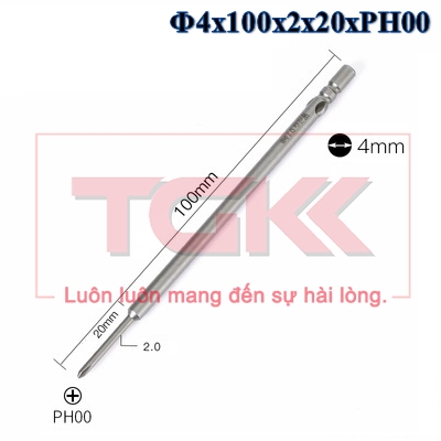 Đầu bắn vít + Ф4x100x2x20xPH00 Siêu thị ốc vít