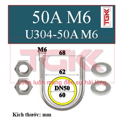 Bộ bu lông chữ U 304 50A(60) M6 +E+P Siêu thị ốc vít