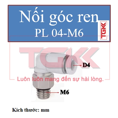 Đầu nối khí ren góc PL04-M6 Siêu thị ốc vít