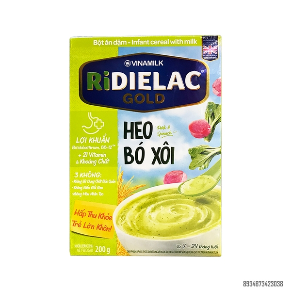 Bột ăn dặm Ridielac Gold heo bó xôi HG 200g Shop Thúy Anh