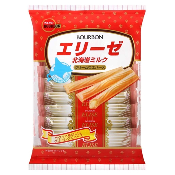Bánh xốp que nhân kem sữa Hokkaido Bourbon Elise 3Y+ 57g