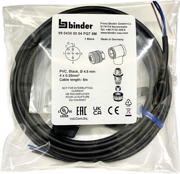 Binder 99 0430 00 04 Đầu nối cảm biến M12 4Pin | Tự động hóa Az