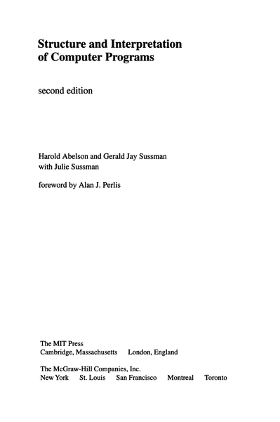 Structure and Interpretation of Computer Programs 2nd Edition
