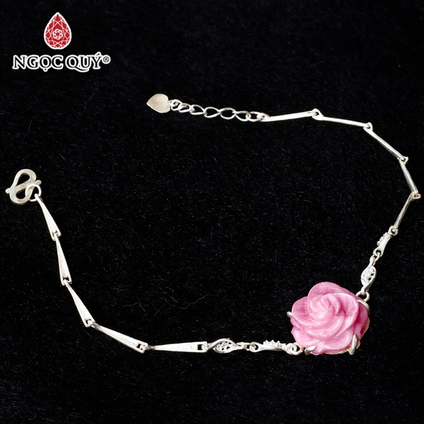 Vòng lắc bạc phối hoa mẫu đơn ruby hồng ngọc Trang Sức Đá Phong Thủy Ngọc Quý