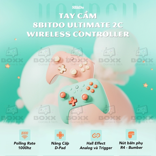 Tay cầm 8Bitdo Ultimate 2C Wireless Controller Analog Hall Effect, Polling Rate 1000Hz cho PC ...