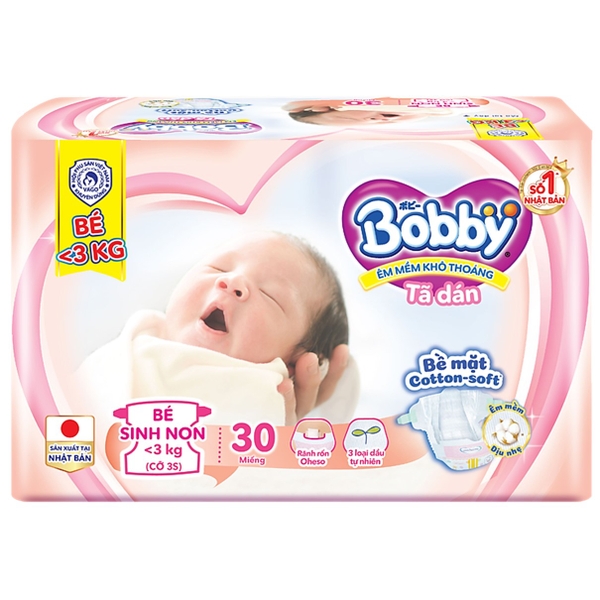 Bobby Soft And Dry Tape Diapers NB-3S