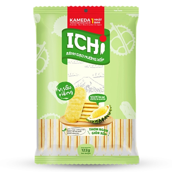 ICHI Japanese Puffed Rice Cake Durian Flavor 120g | BLUETHUNDER JOINT STOCK COMPANY