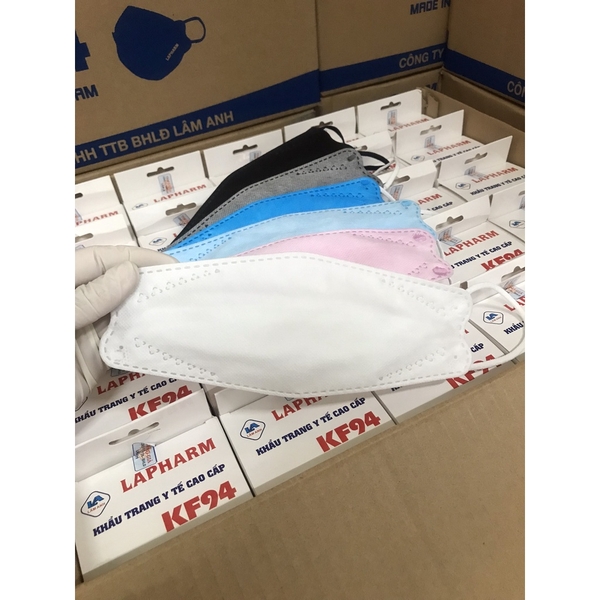 HỘP 20 Khẩu trang KF94 Lapharm chính hãng, KF94 cao cấp 4 lớp kháng khuẩn chuẩn FFP2 (hộp 20 cái ...
