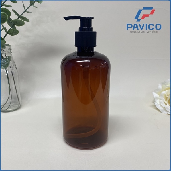 Chai PET 520ml - Chai nhựa PET dáng trụ vai tròn - Chai xịt kính - Chai dầu gội