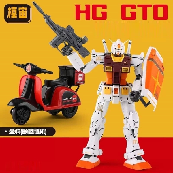 Mô Hình Lắp Ráp HG 1/144 RX-78-2 Gundam GTO McDonalds Ver + Xe McDonalds Scooter BL