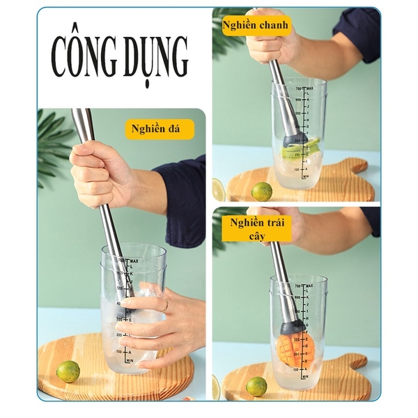Chày dầm pha chế dành cho Bartender, Bar Muddler kim loại và nhựa pp, nhiều loại - HVL TEA CÔNG ...