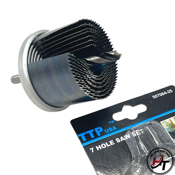 Bộ mũi khoét gỗ lỗ tròn khoan khoét thạch cao nhựa TTP 7 cỡ BMKG-TTP Kim khí Hiệp Thảo