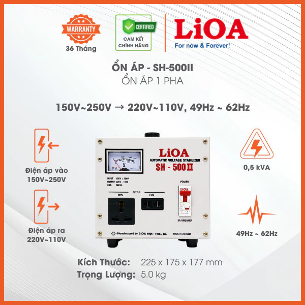 Ổn áp LiOA 500VA 1 Pha – Giải pháp ổn định điện áp cho thiết bị điện n Ổn Áp LiOA Nhật Linh