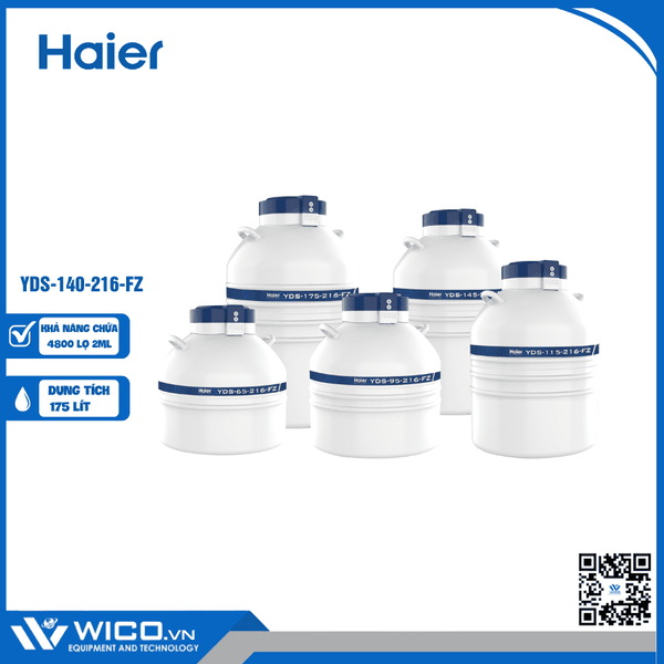 Bình Đựng Nitơ Lỏng Haier 140 Lít YDS-140-216-FZ | Có giám sát nhiệt độ | Wico Việt Nam