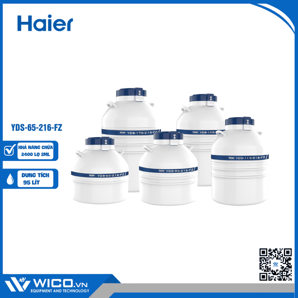 Bình Đựng Nitơ Lỏng Haier 65 Lít YDS-65-216-FZ | Có giám sát nhiệt độ | Wico Việt Nam