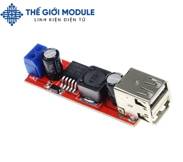 Mạch giảm áp Buck DC-DC 9V-12V-24V-36V xuống 5V-3A 2 cổng USB | Thế Giới Module