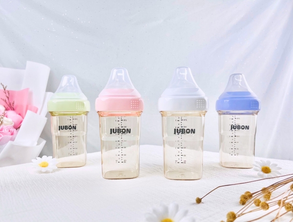 Bình sữa Jubon cổ vuông 150ml/240ml núm ti siêu mềm - Chính hãng Mon & Kids - Thế giới Mẹ và Bé