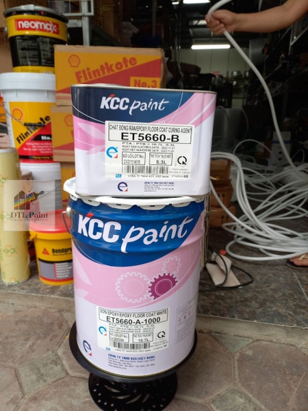 KCC ET5660-A1000 Bộ 16 Lít - Sơn phủ Epoxy 2 thành phần hệ lăn màu Trắng | Dtlgroup.vn