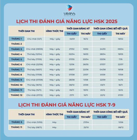 Cập nhật Lịch thi HSK - HSKK 2025 mới nhất d-education.vn