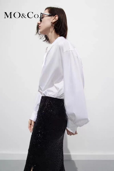 Sơ mi MOCO trắng cổ tròn Metis Casual