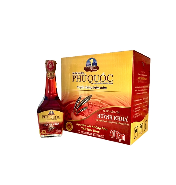 Nước mắm PQ Huỳnh Khoa - 40 độ đạm - Chai 205ml - Hộp 6 chai - Cốt nhĩ nguyên chất Hồng Châu Yến ...