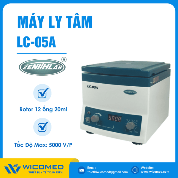 Máy Ly Tâm 5000rpm, 12 Ống 15ml/ 20ml Zenith Lab LC-05A | WICOMED - Thiết Bị Y Tế Toàn Diện