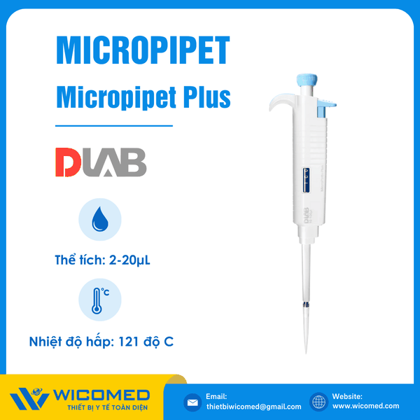 Micropipet Plus Đơn Kênh Hấp Được Dlab 2-20µL | WICOMED - Thiết Bị Y Tế Toàn Diện