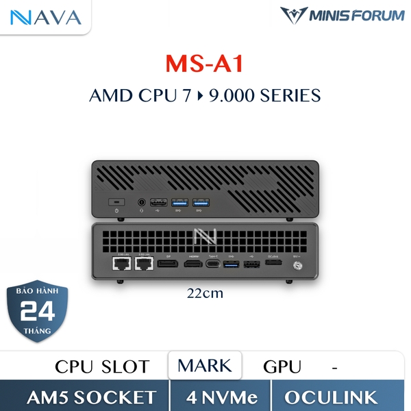 Minisforum MS-A1 AMD Ryzen 7000 đến 9000 series Desktop socket AM5⏐Mini PC⏐USB4⏐Oculink 2.5GB ...