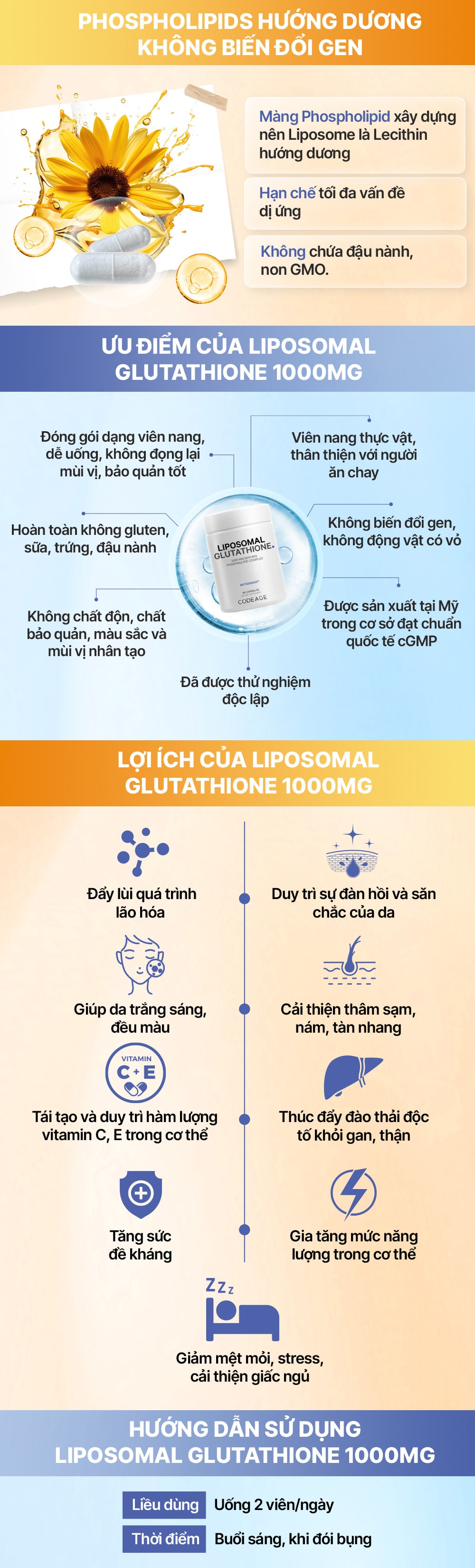 Code Age Liposomal Glutathione 1000Mg - Da Sáng Khỏe Đẹp - Giá Tốt
